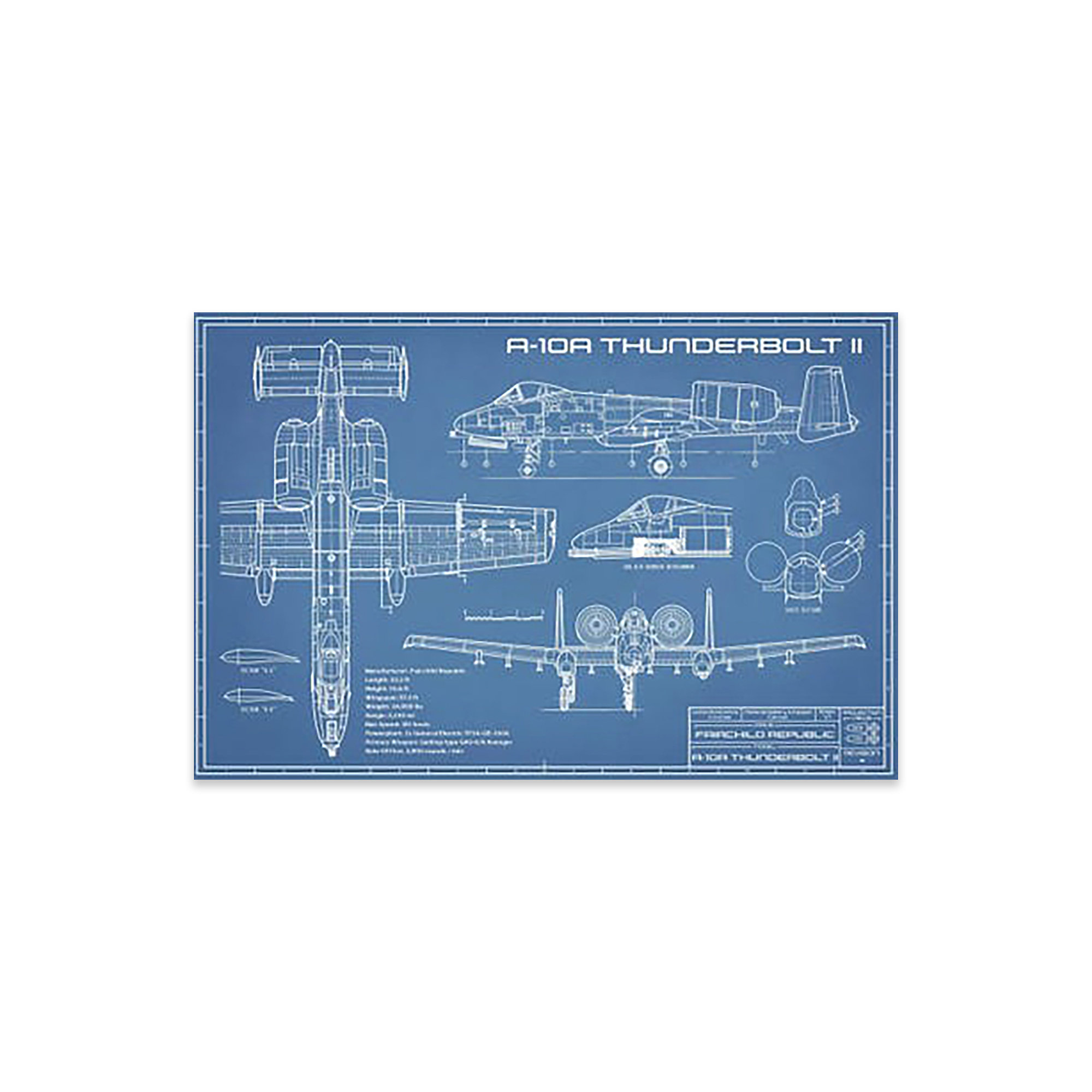 Williston Forge A-10 Thunderbolt II [Warthog] Airplane Blueprint Print ...